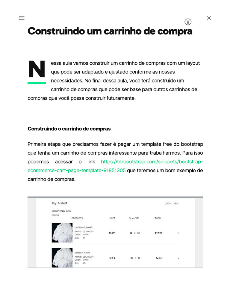 Construindo um carrinho de compra | PDF