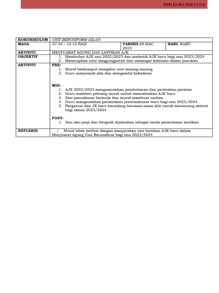 RPH Ko (Unit Beruniform) | PDF
