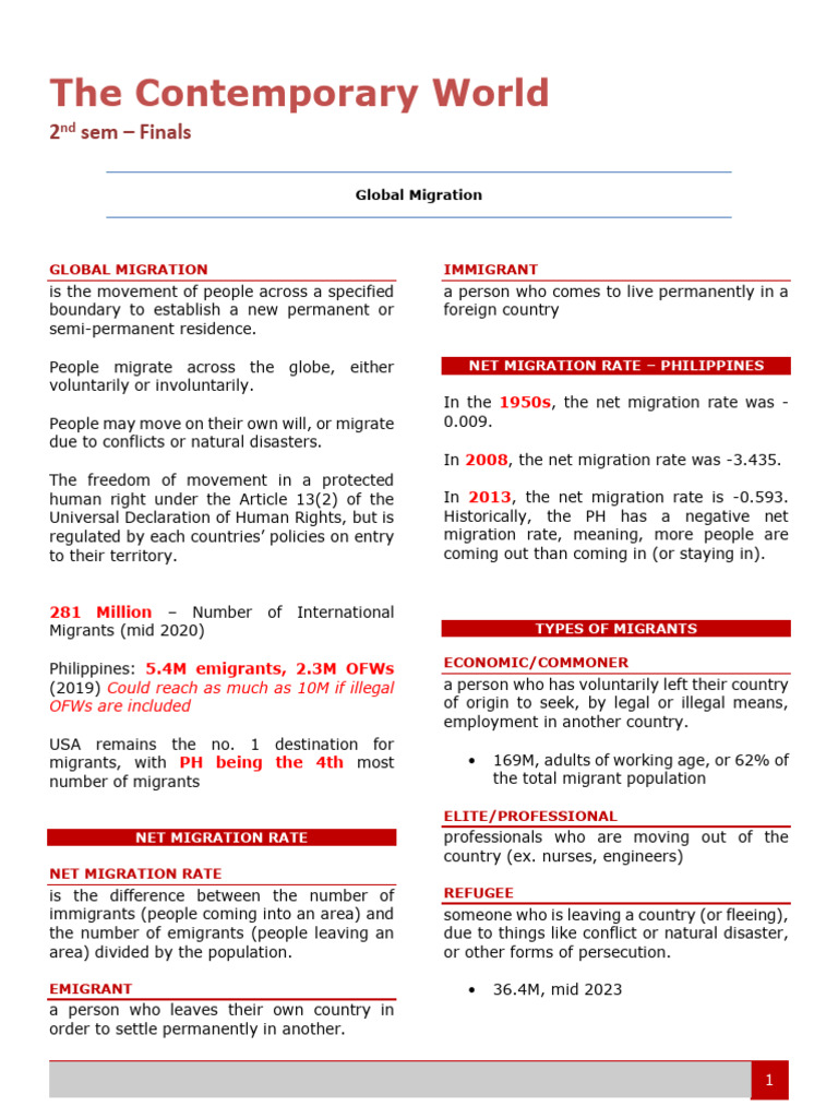 Global Migration | PDF | Human Migration | Migrant Worker