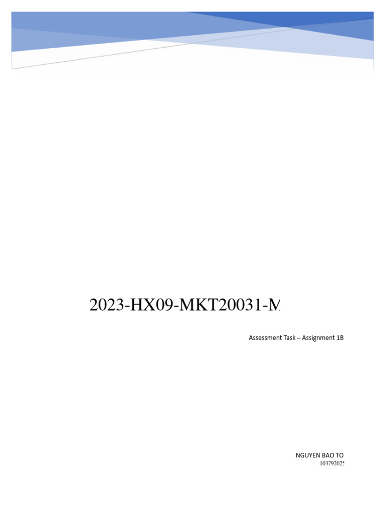 Assignment 1B MKT 20031 | PDF | Innovation | Marketing