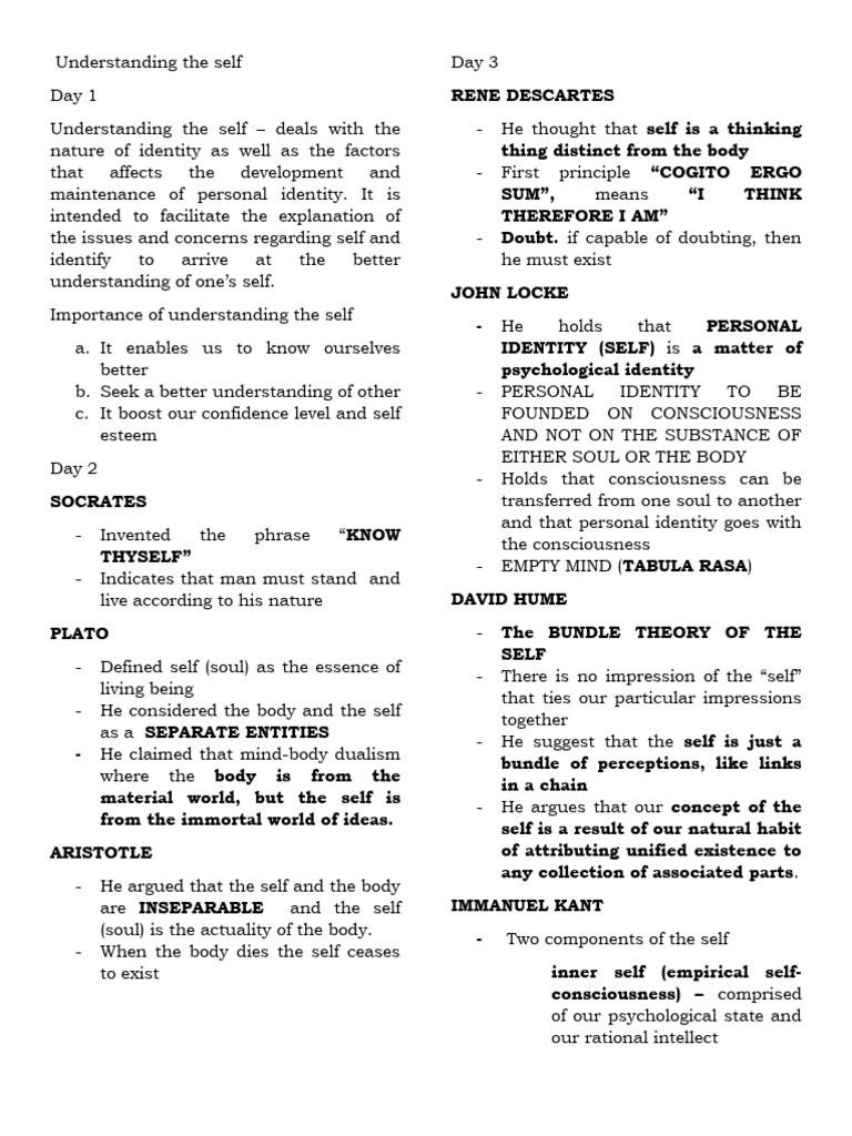 Understanding The Self | PDF | Philosophy Of Self | Id