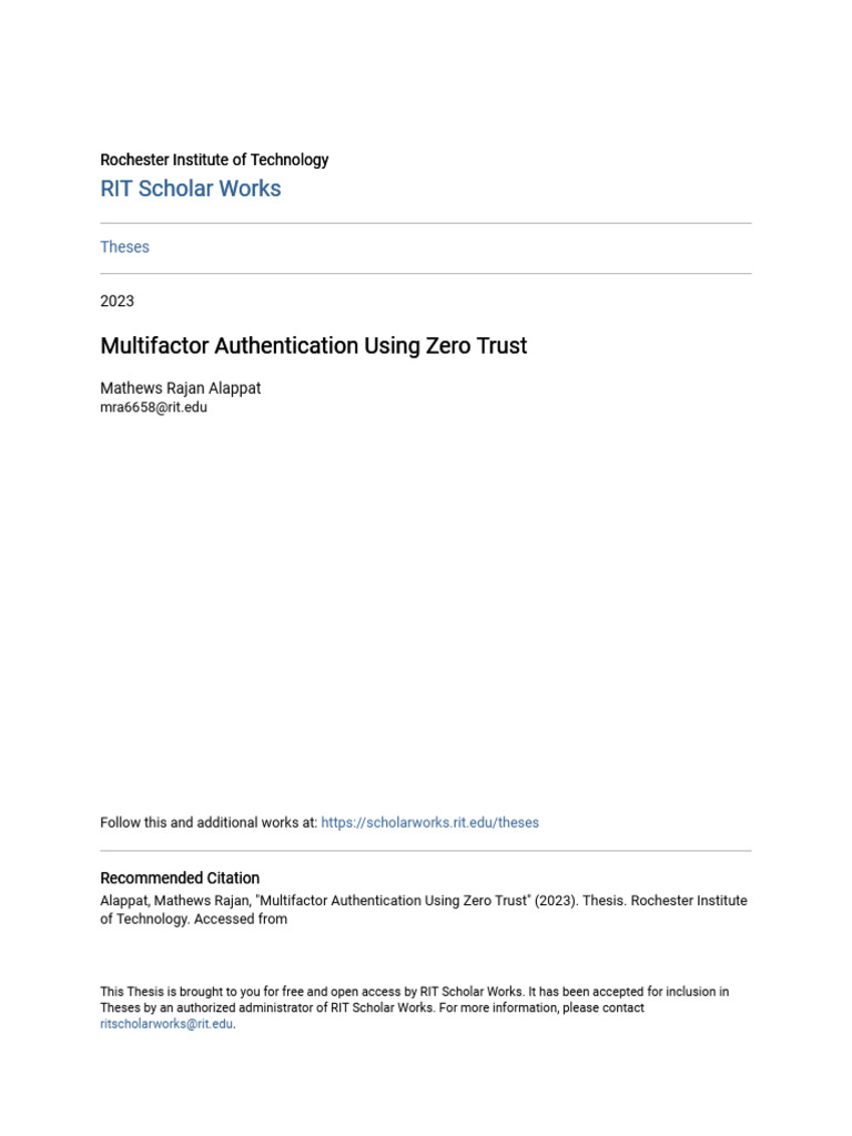 Multifactor Authentication Using Zero Trust Pdf Security Computer Security