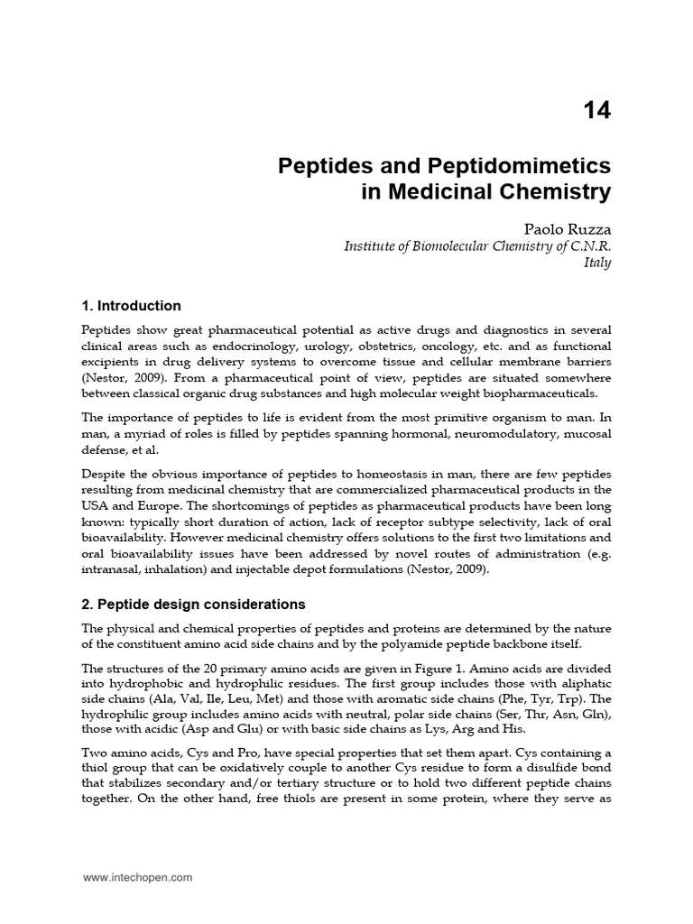 InTech-Peptides and Peptidomimetics in Medicinal Chemistry | PDF ...