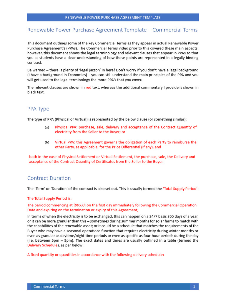 Renewable Power Purchase Agreement Guide | PDF | Economies | Private Sector