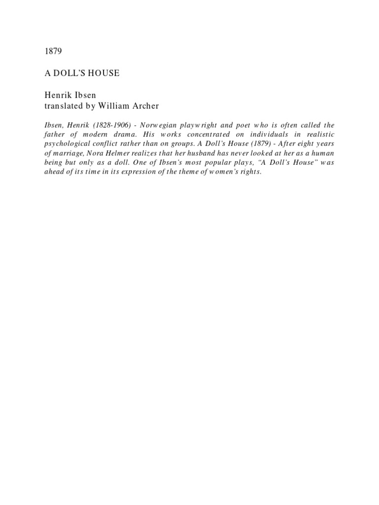 A Doll's House: Ibsen's 1879 Play Analysis | PDF | A Doll's House