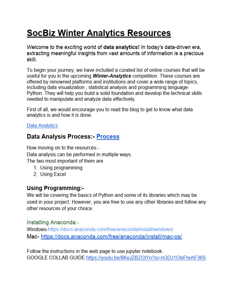SocBiz-Winter Analytics Resources | PDF | Machine Learning | Support ...
