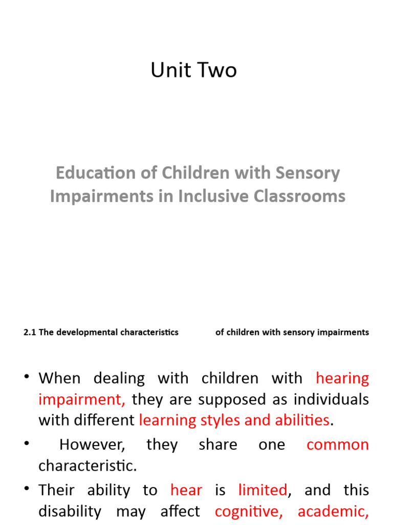 Unit 2 (2) Spacil | PDF | Hearing Loss | Visual Impairment