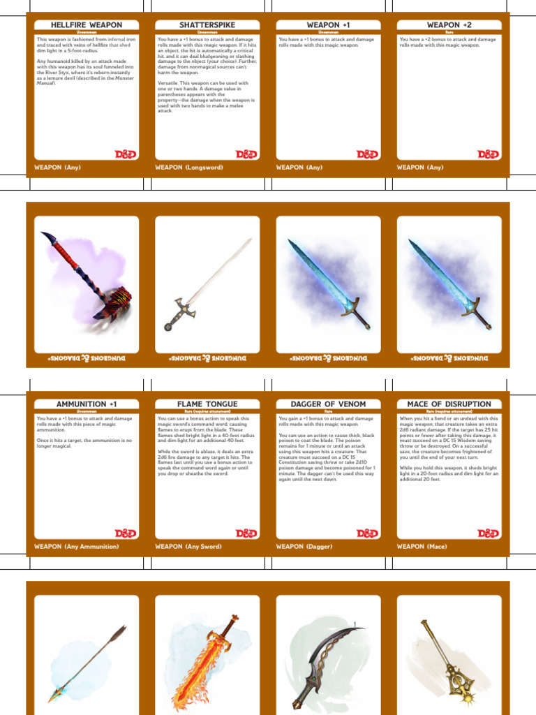 Magic Item Cards - Weapons | Download Free PDF | Sword | Melee Weapons