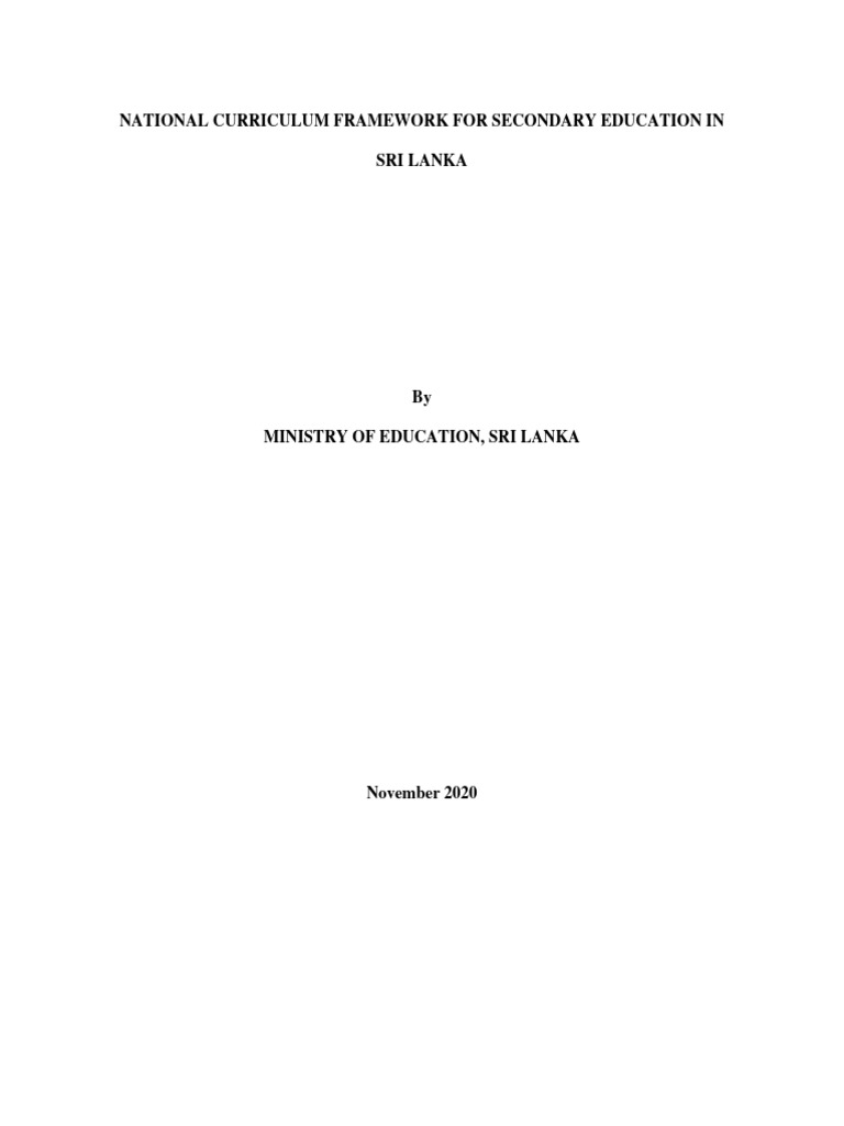 Srilanka MoE - Framework - SecondaryEducation - 2020nov | PDF ...