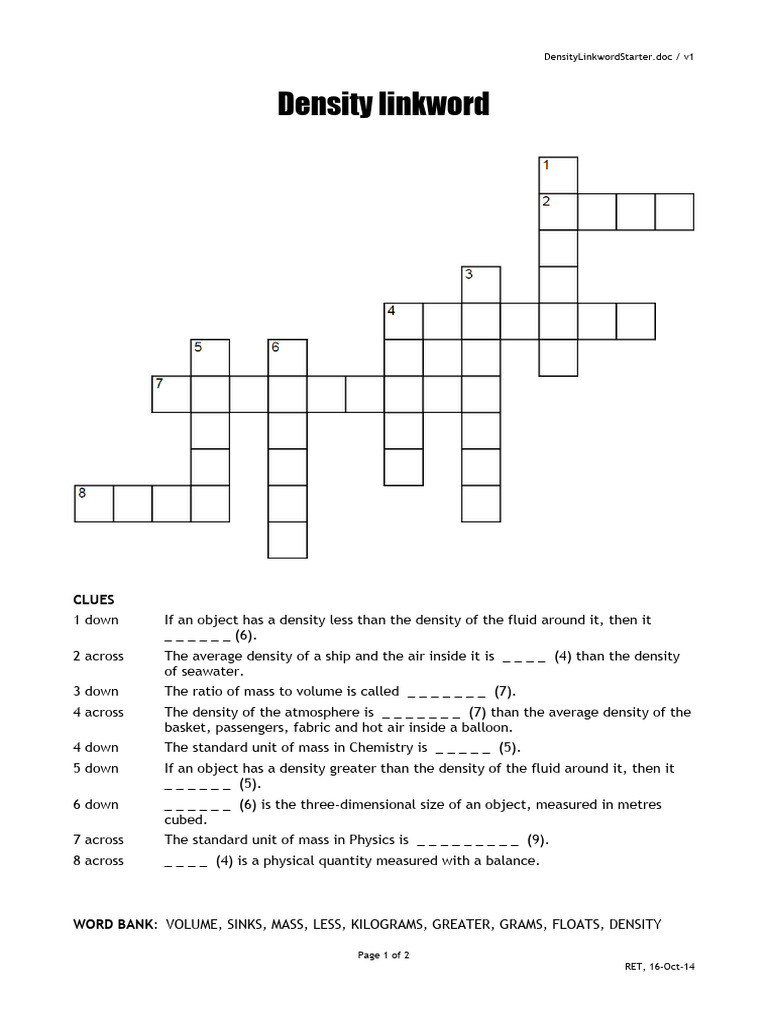 Density Linkword Starter | PDF