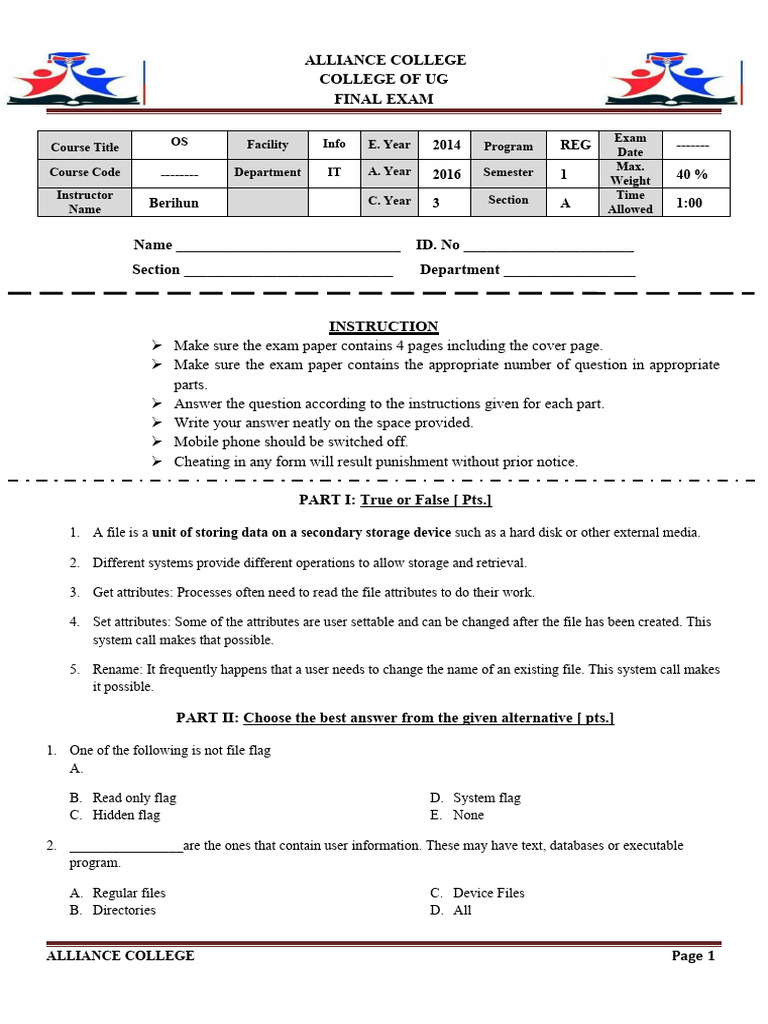 OS reg 3rd edited | PDF | Computer File | File System