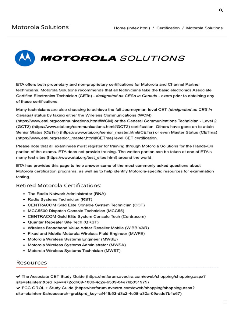 Motorola Certifications | PDF
