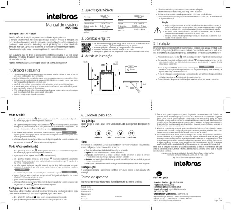 Manual EWS 1004-01-22 Impresso | PDF | Wi-Fi | Aplicativo para celular