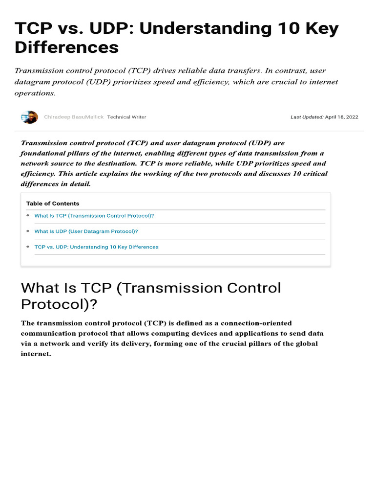 TCP Vs UDP - Understanding 10 Key Differences | PDF