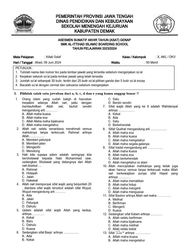Kitab Salaf X ASAT Genap 2024 | PDF