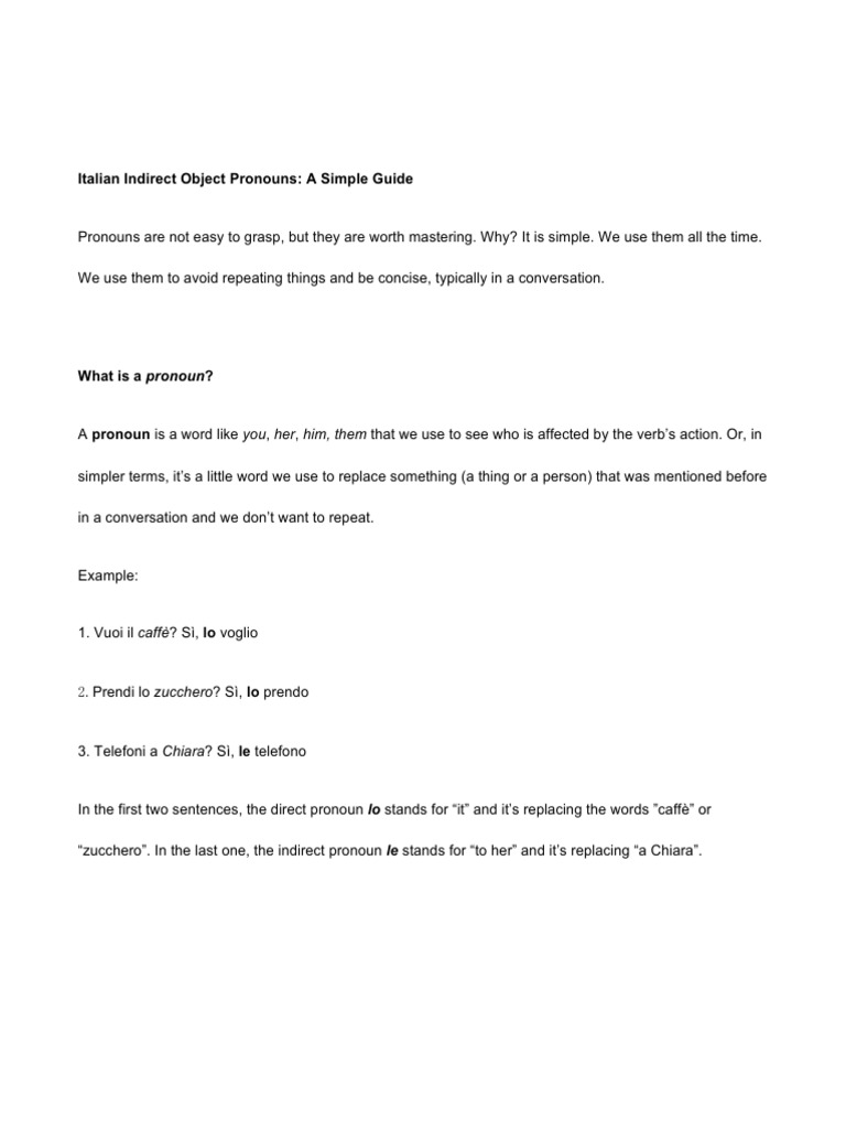 Italian Direct & Indirect Object Pronouns | Download Free PDF | Verb ...