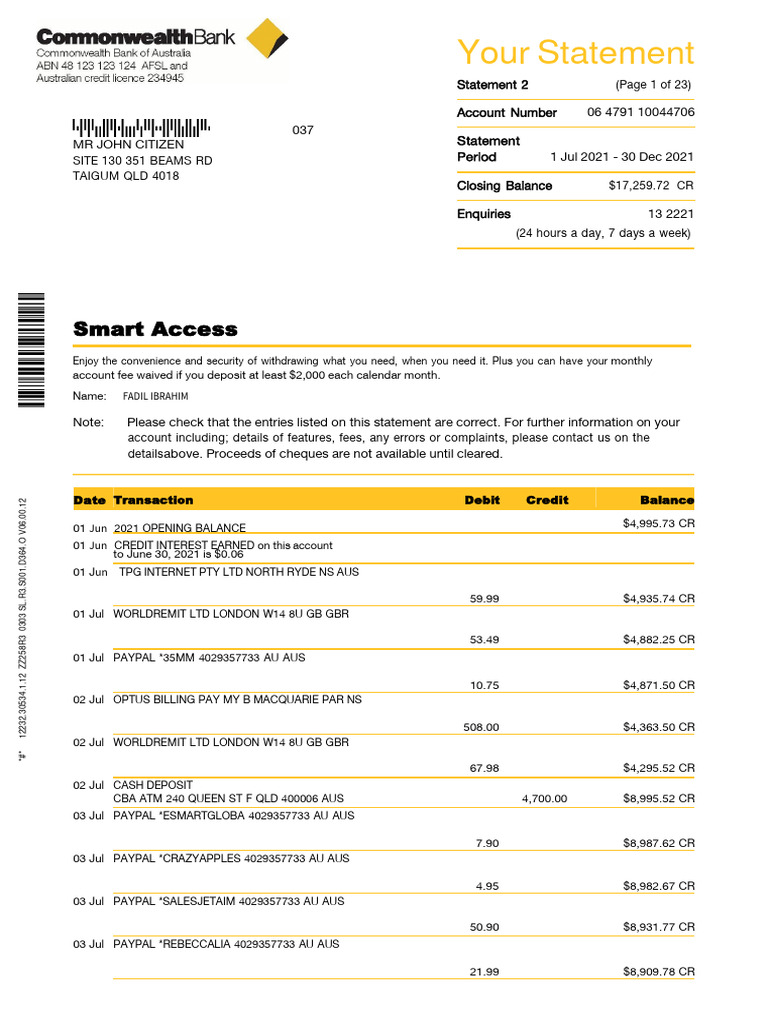 Australia Commonwealth J C | PDF | Credit Card | Debits And Credits