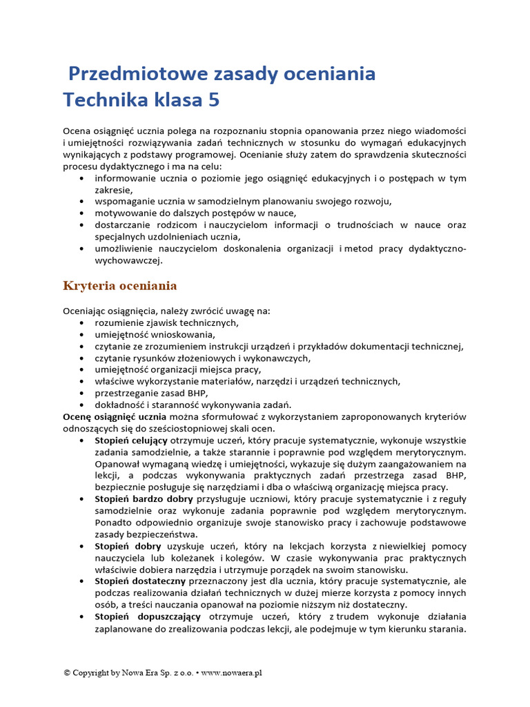 PZO Technika Klasa 5 | PDF