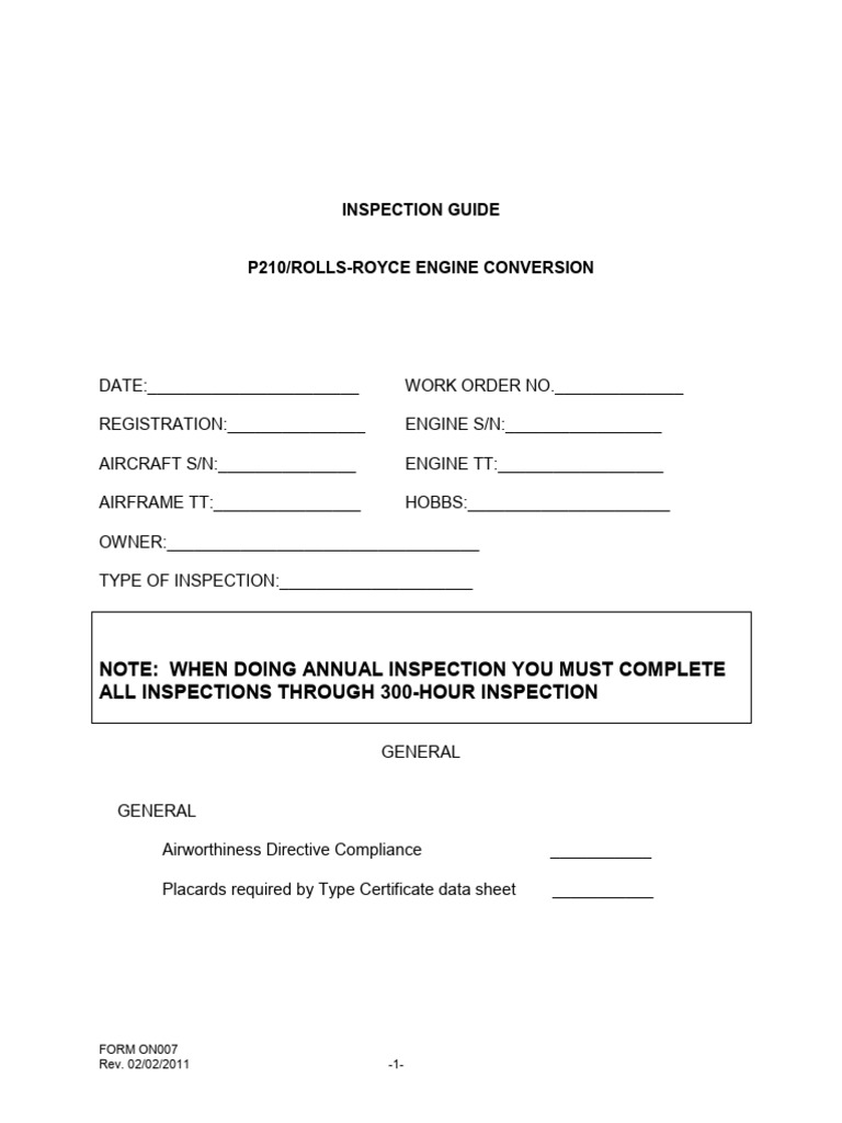 Form ON007 Maintenance Guide | PDF | Landing Gear | Pump