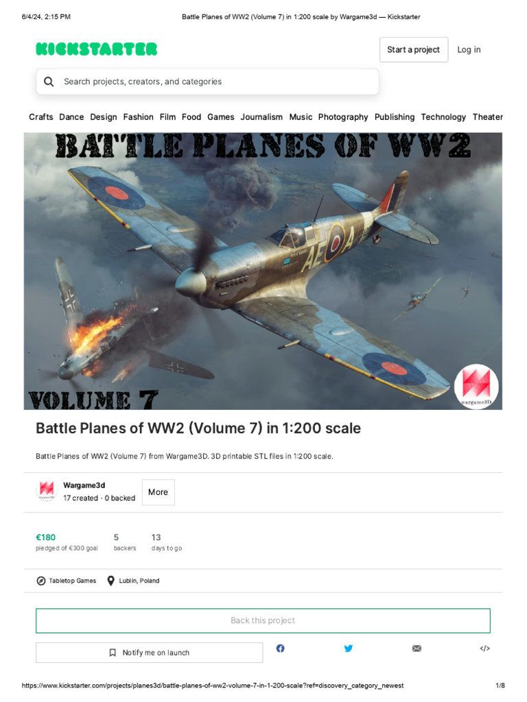 Battle Planes of WW2 (Volume 7) in 1_200 scale by Wargame3d — Kickstarter | PDF | 3 D Printing ...