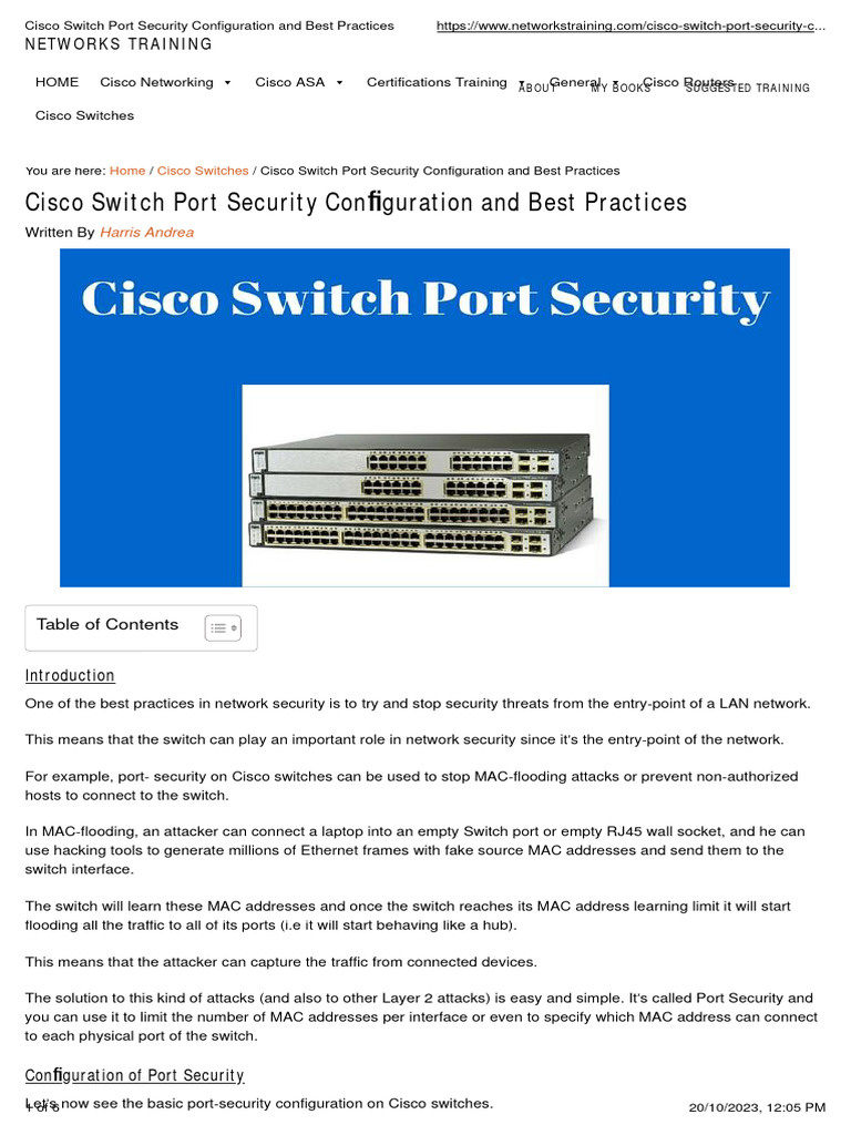 Cisco Switch Port Security Configuration and Best Practices | PDF | Network Switch | Computer ...