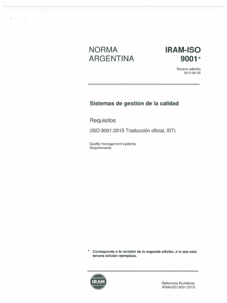 IRAM-ISO-9001 - 2015 (3 Edicion) | PDF