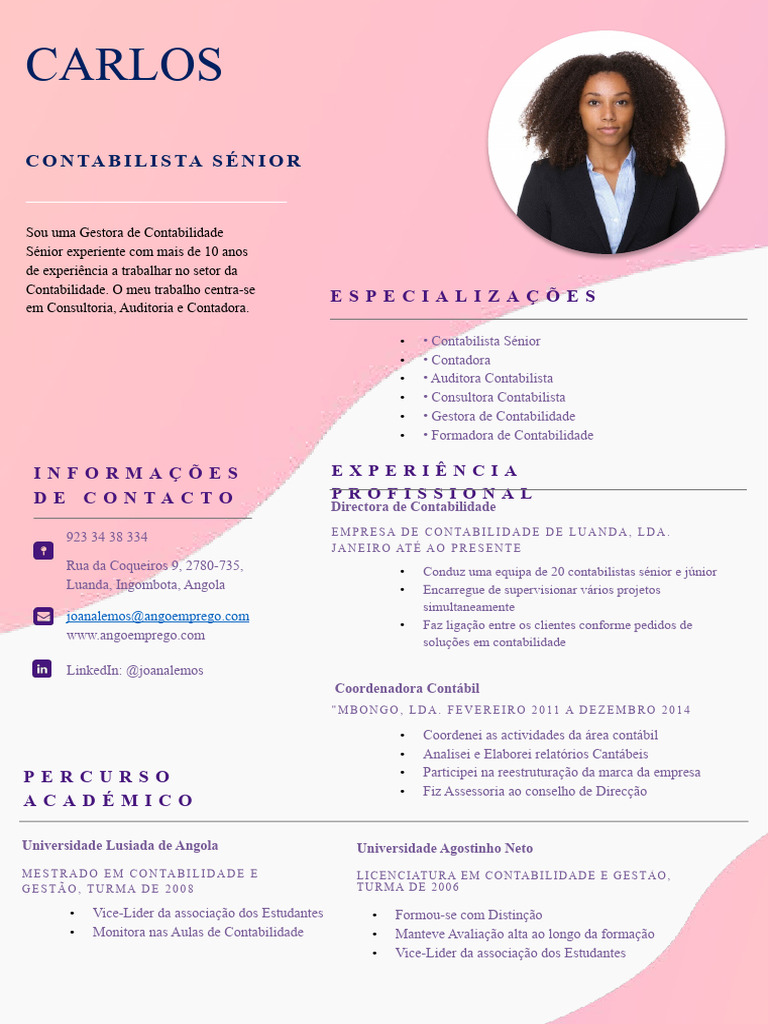 Modelo de CV | PDF | Contabilidade | Contador