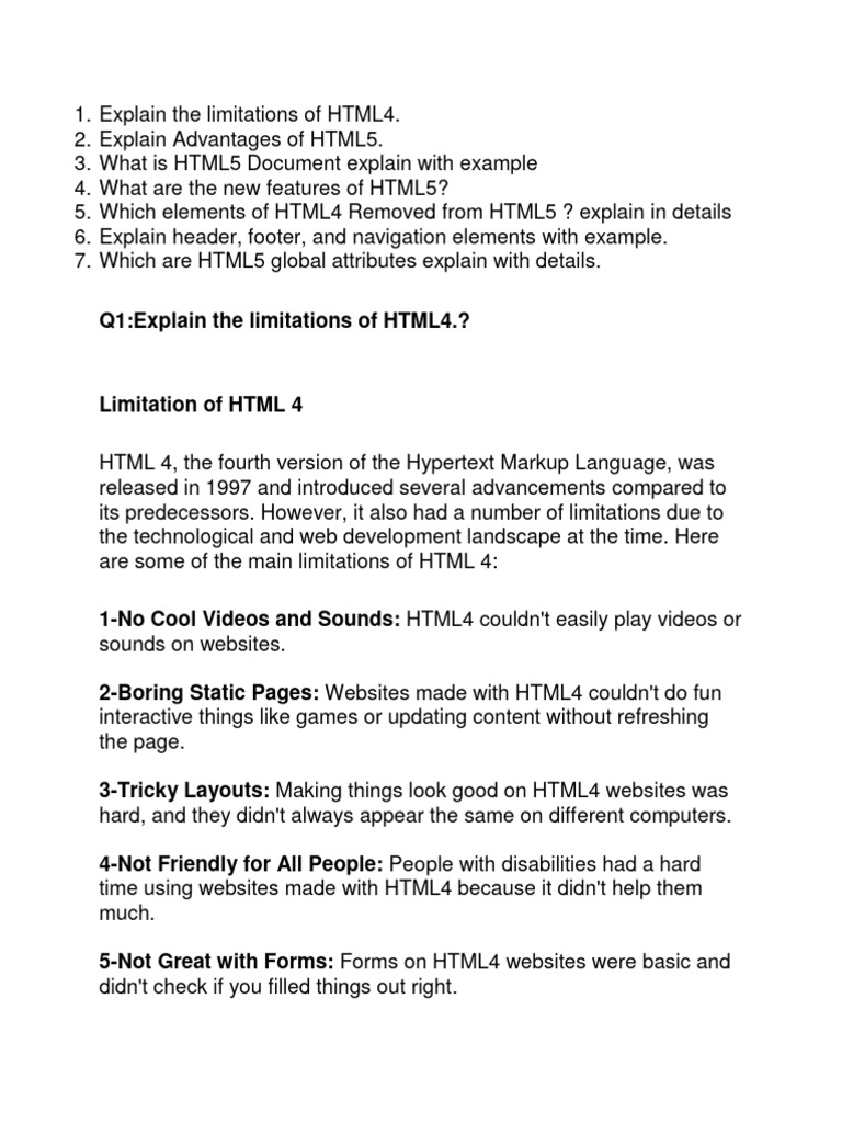 HTML Questions Unit-1 | PDF | Html | World Wide Web