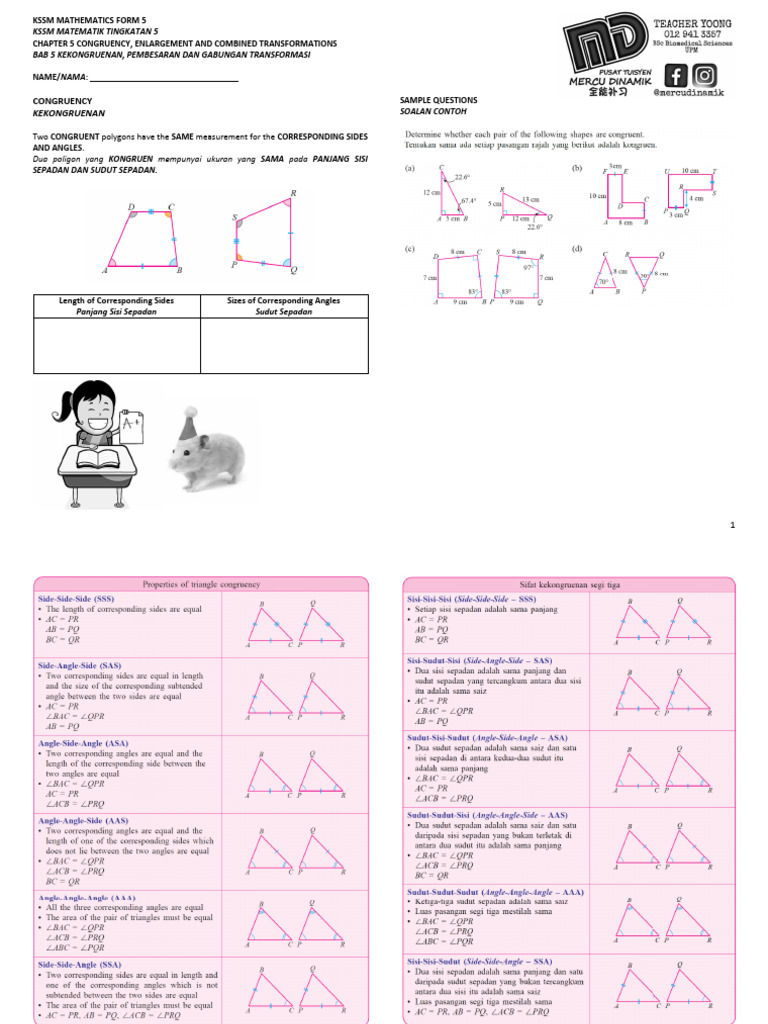 Chap 5 Congruency, Enlargement and Combined Transformations (2) | PDF
