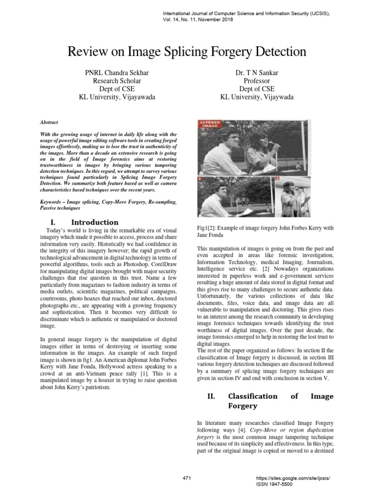 Review On Image Splicing Forgery Detecti | PDF | Authentication | Statistical Classification