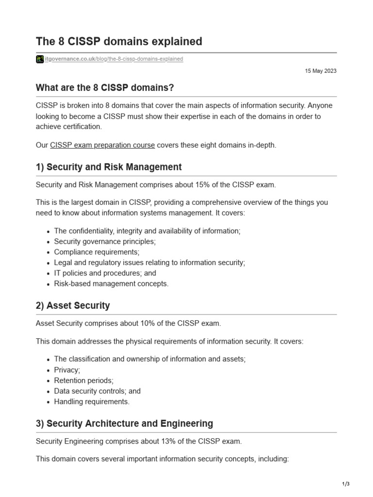 CISSP Domains Overview & Guide | PDF | Information Security | Software ...