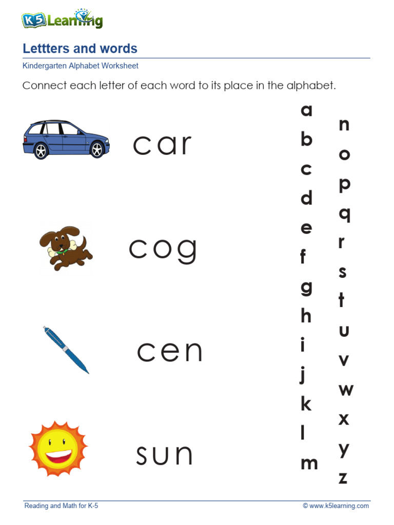 Kindergarten Alphabet Connection Worksheet | PDF