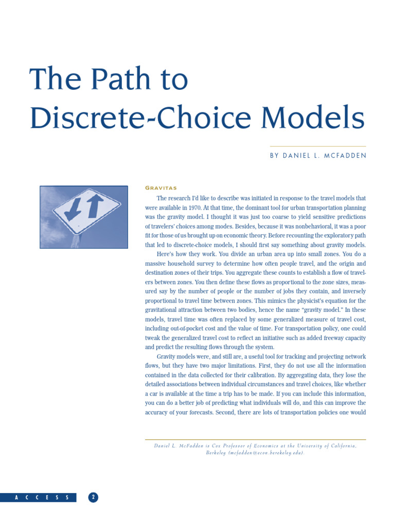 Access20 01 The Path To Discrete Choice Models | PDF | Economies