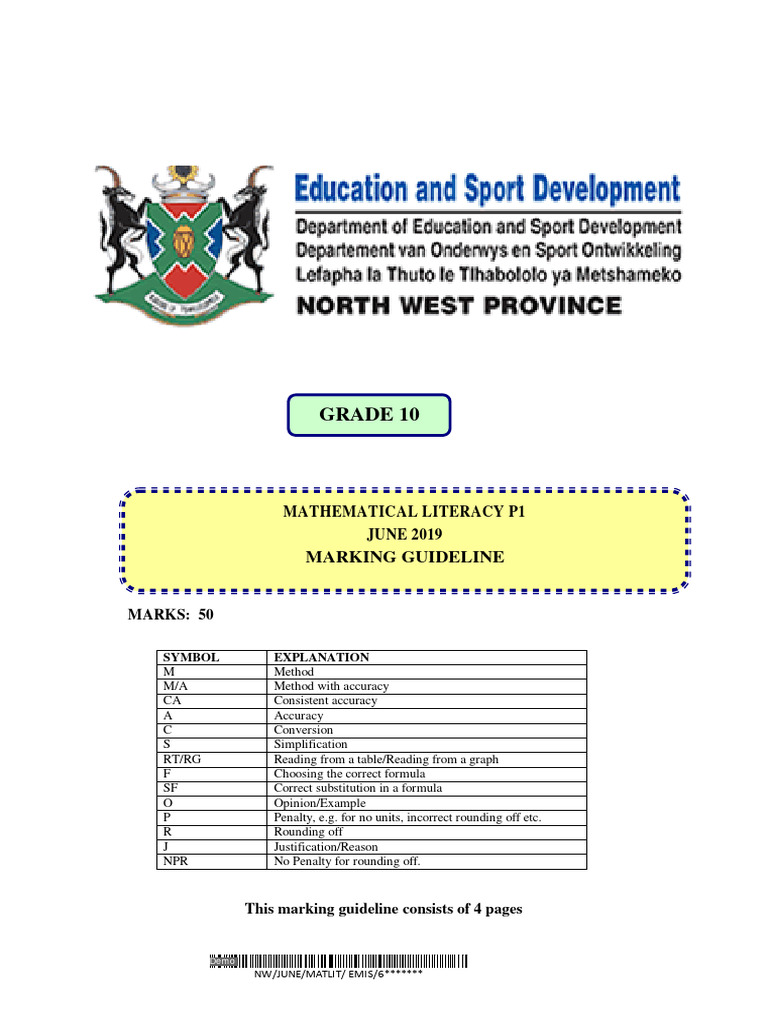 Mathematical-Literacy-GR-10-MEMO-Paper-1_ | Download Free PDF | Mathematics