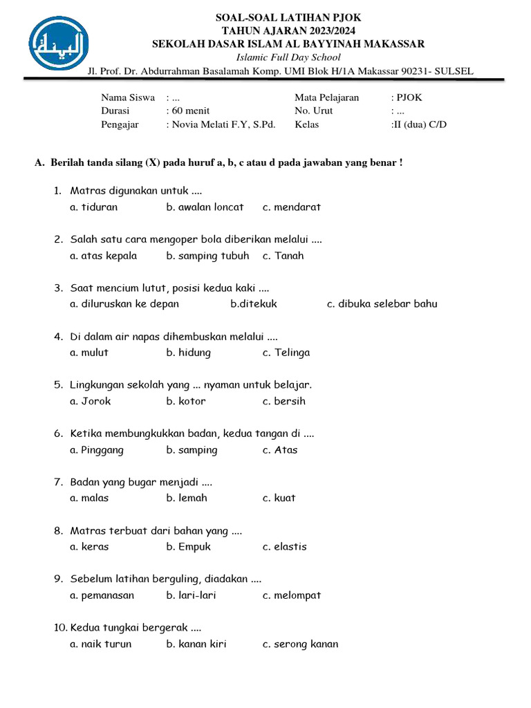 SOAL Latihan Kls 2 | PDF