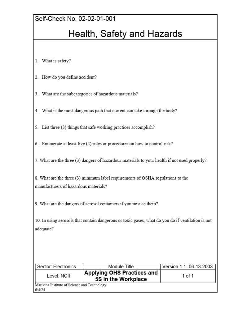 Health and Safety in Electronics | PDF | Computers