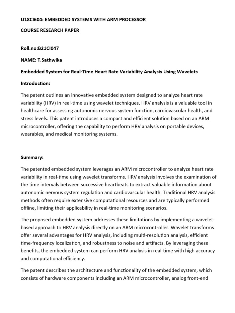 Esap CRP | PDF | Embedded System | Wavelet