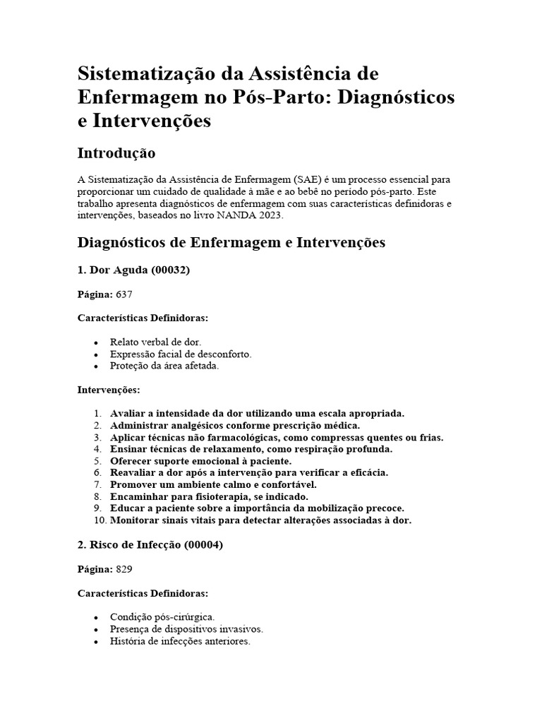 Cuidados de Enfermagem no Pós-Parto | PDF | Enfermagem | Infecção