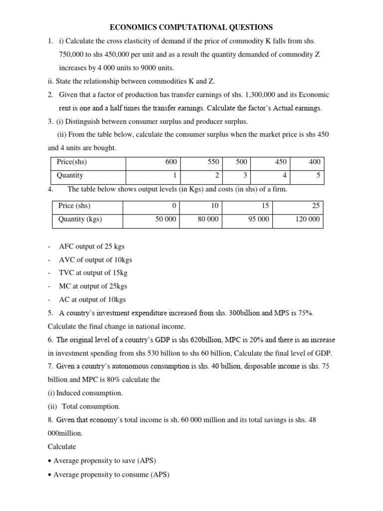 Economics Computational Questions | Download Free PDF | Elasticity ... Economics Computational Questions | Download Free PDF | Elasticity ...