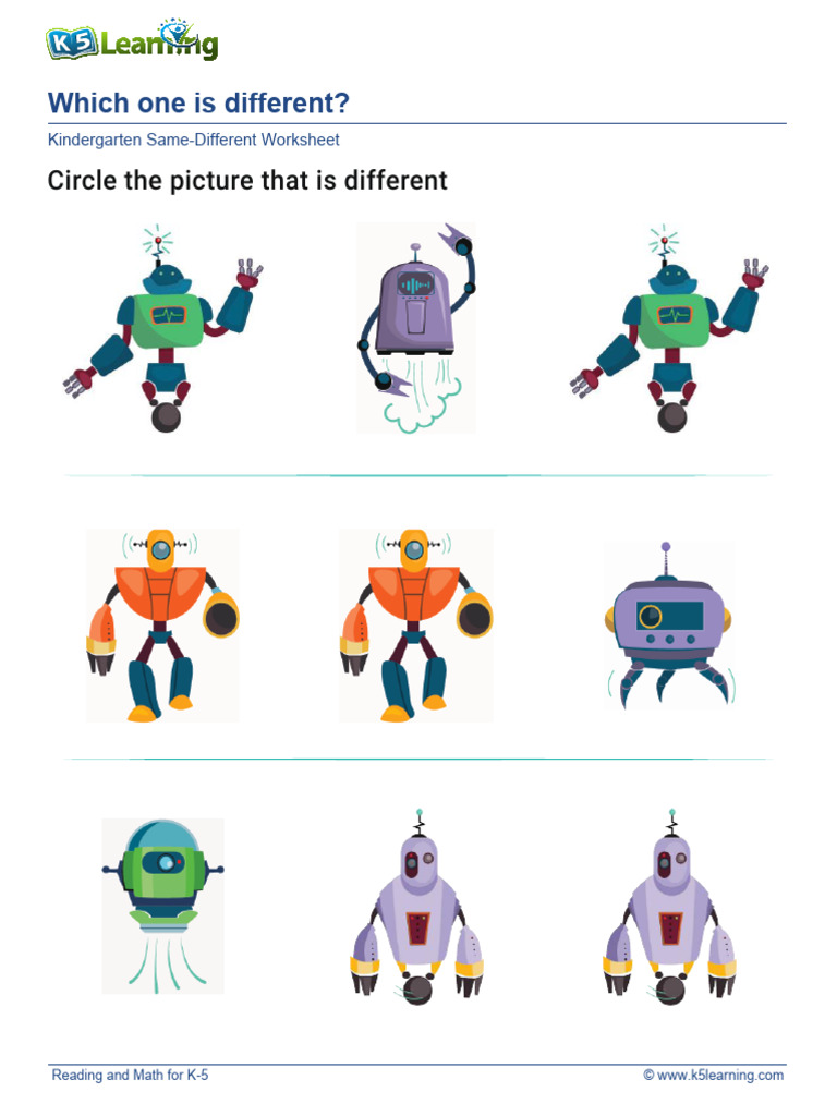 Kindergarten Same-Different Activity | PDF | Wellness