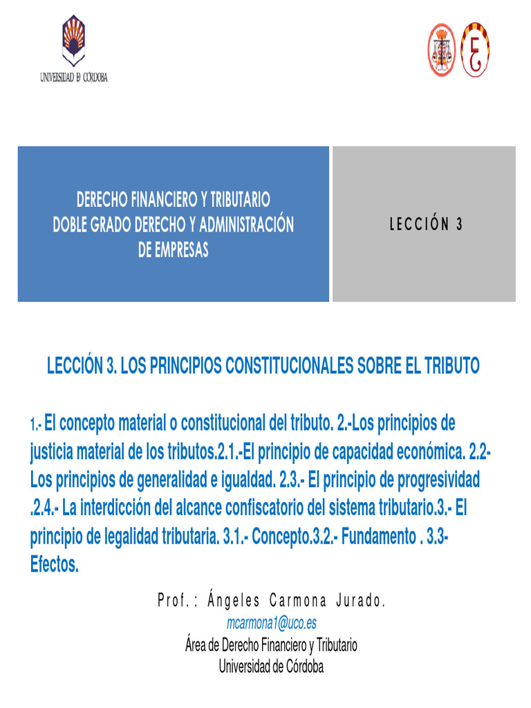Lección 3. Los Principios Constitucionales Sobre El Tributo | Descargar gratis PDF ...