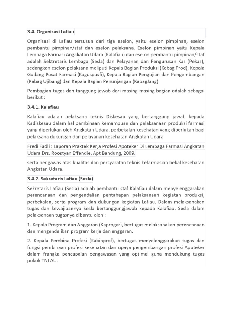 Struktur Organisasi Lafiau Bandung | PDF