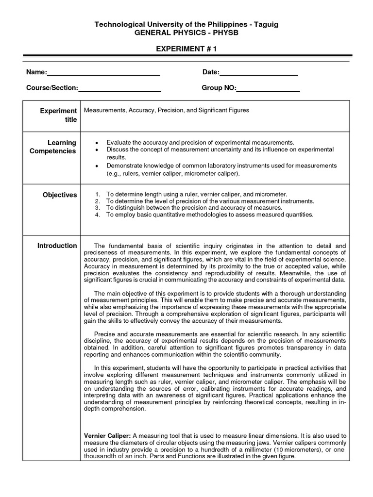 Physics Experiment: Measurement Accuracy | PDF | Measurement | Accuracy ...