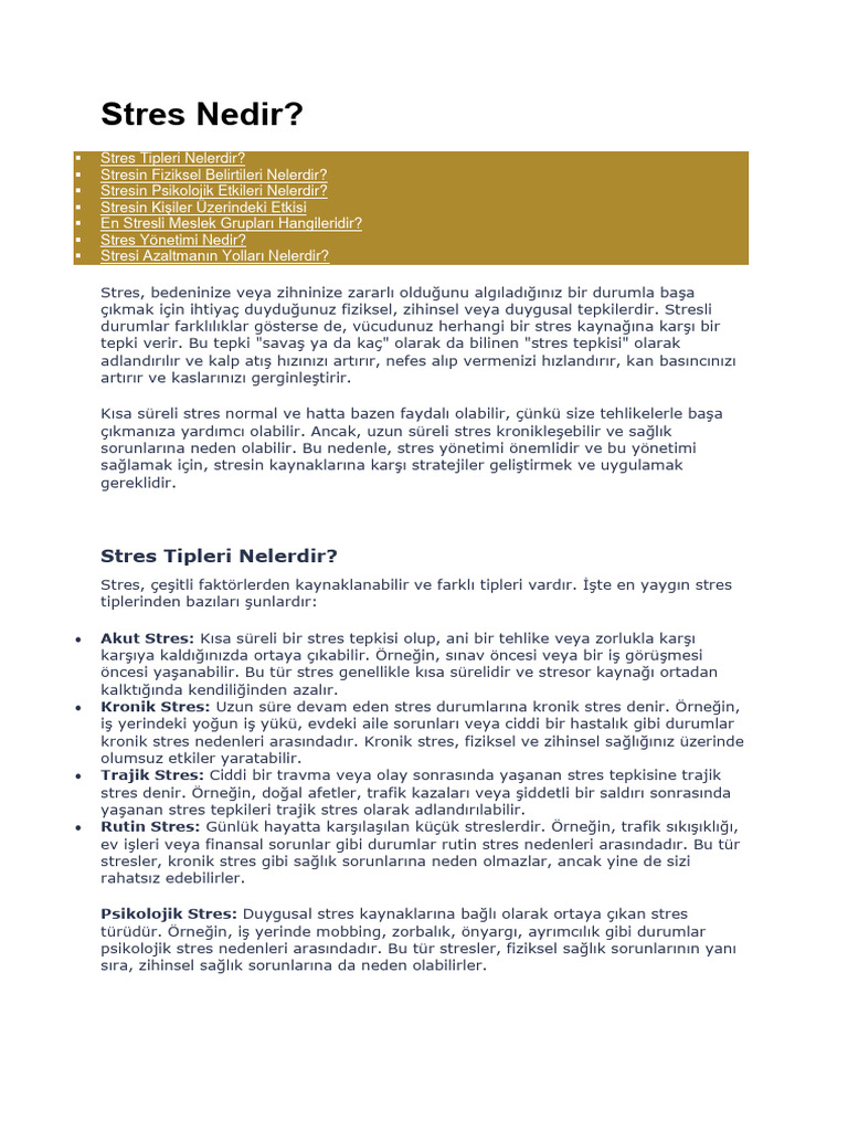 Stres Nedir | PDF