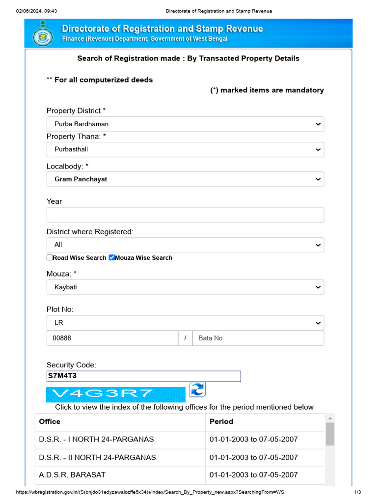 Directorate of Registration and Stamp Revenue LR | PDF | Computing ...