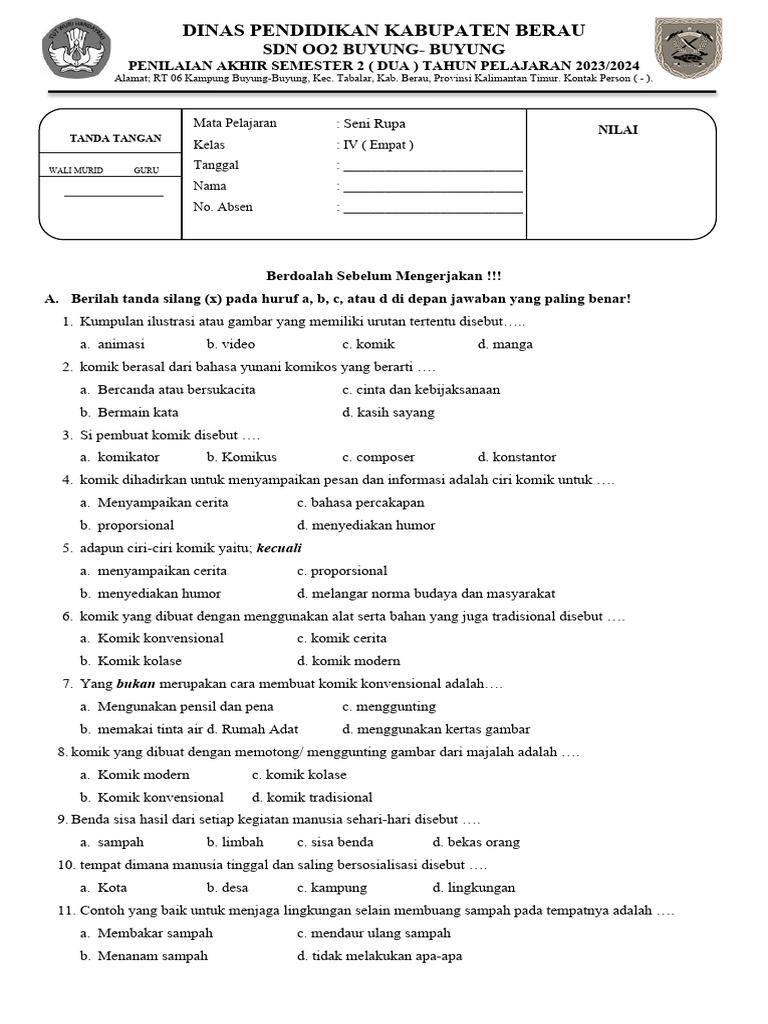 Soal Seni Rupa K 4 SMR 2 | PDF