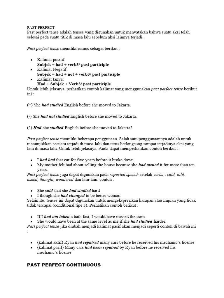 Past Perfect | PDF | Adjective | Verb