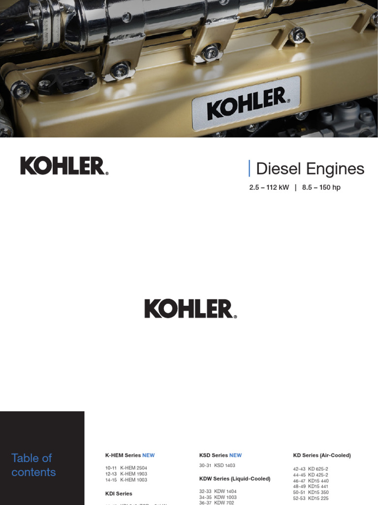 Kohler Diesel Engine Series Overview | PDF | Engines | Diesel Engine