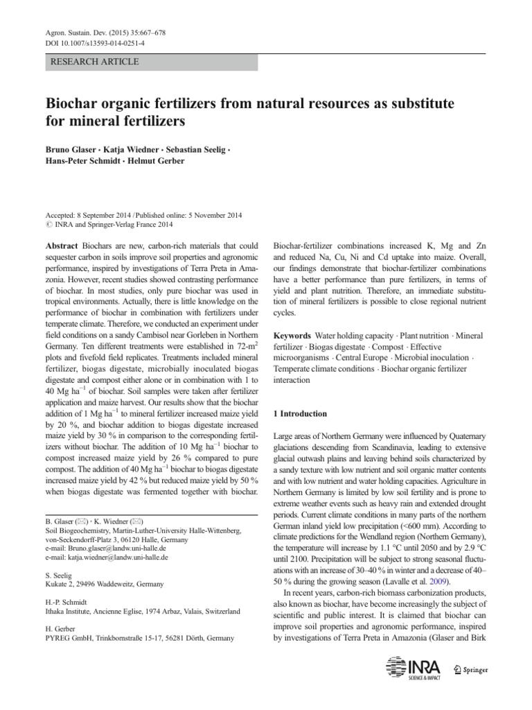 Biochar Organic Fertilizers From Natural Resources As Substitute For Mineral Fertilizers | PDF ...