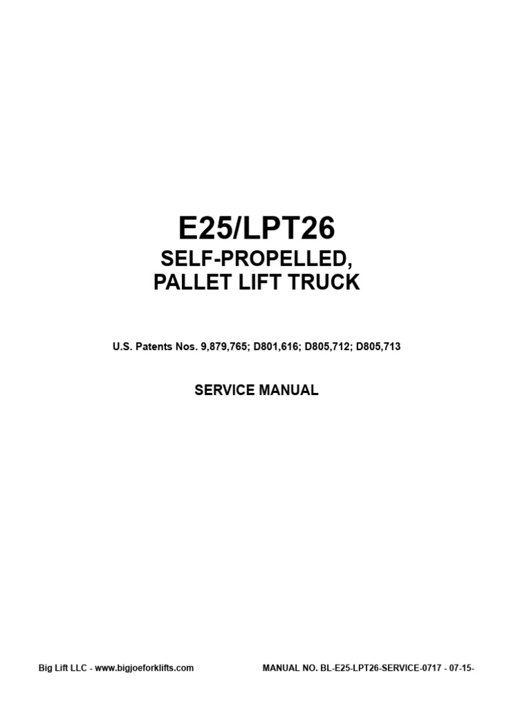 E25/LPT26: Self-Propelled, Pallet Lift Truck | PDF | Screw | Switch